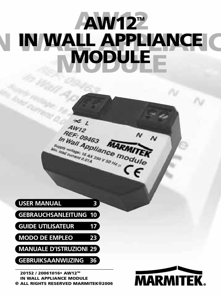 Manual Aw12 - en de FR Es It NL | PDF | Mains Electricity | Switch