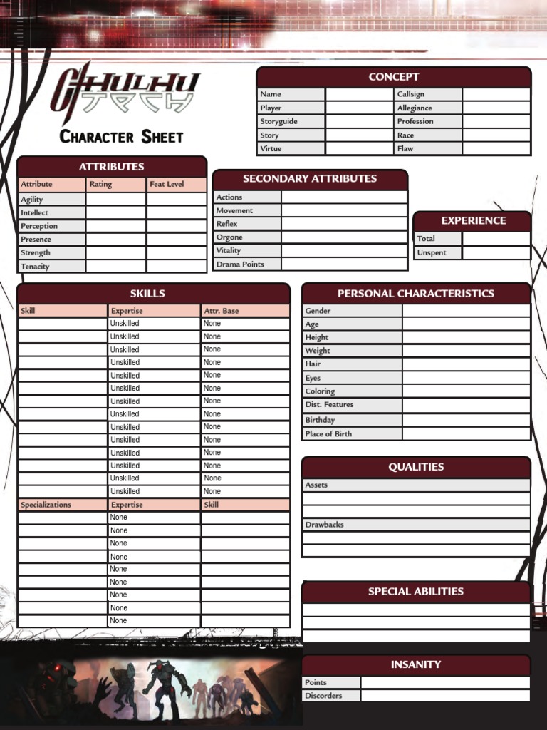 CthulhuTech - Editable Character Sheet | PDF