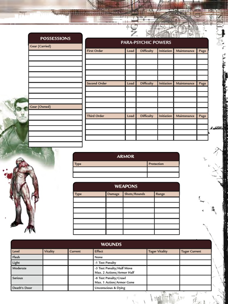 CthulhuTech - Para-Psychic Sheet | PDF