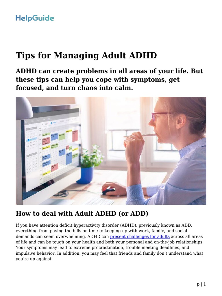 Tips For Managing Adult ADHD | PDF