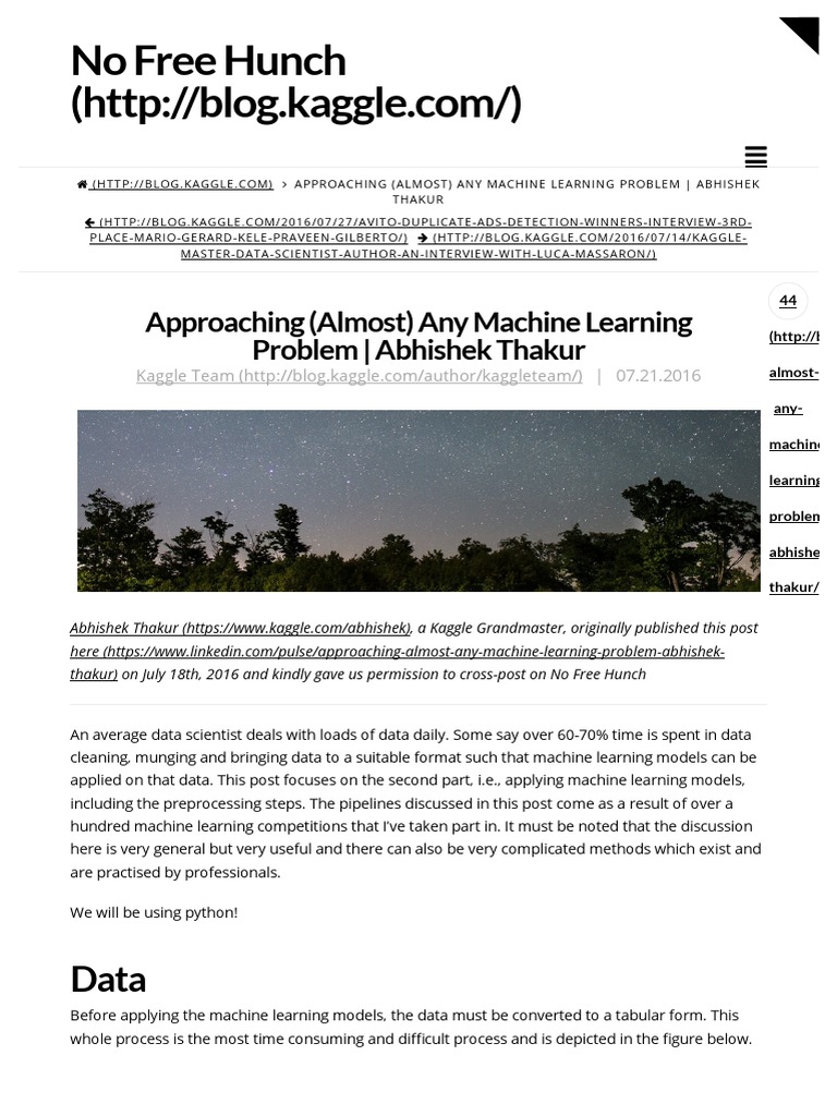 Approaching Any Machine Learning Problem | PDF | Principal Component ...