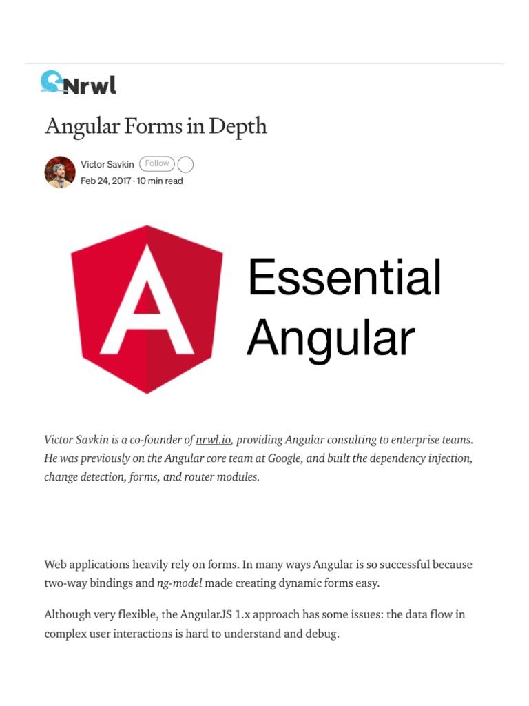 Angular Forms In Depth Victor Savkin Is A Co Founder Of By Victor Savkin Nrwl Pdf