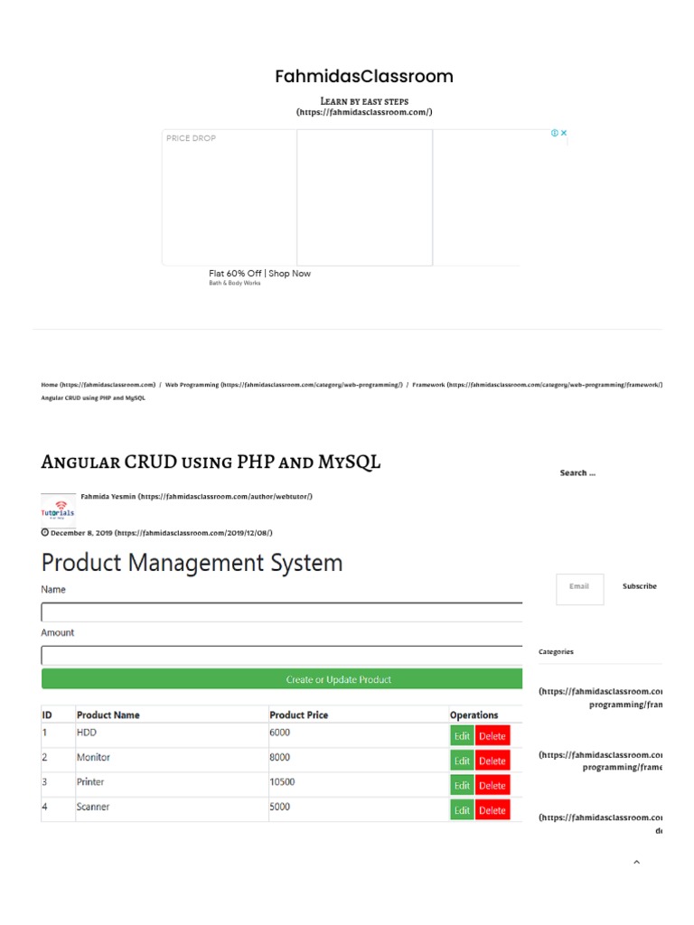 Angular CRUD Using PHP and MySQL | Download Free PDF | Php | Databases Angular CRUD Using PHP and MySQL | Download Free PDF | Php | Databases