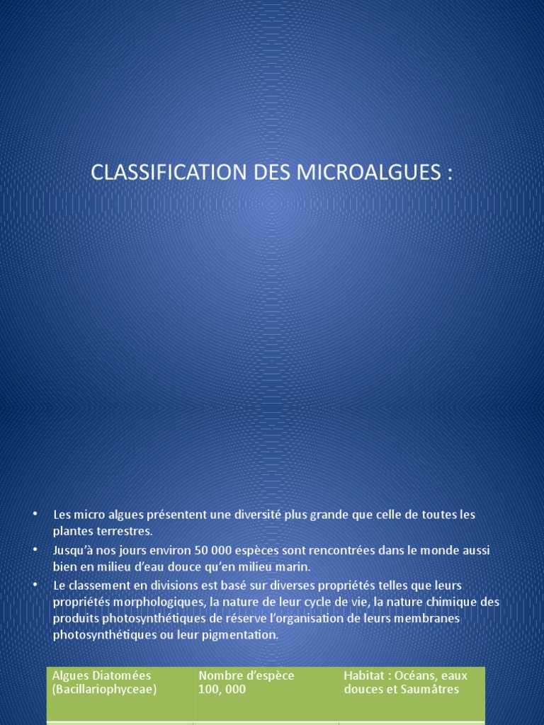 Classification Des Microalgues | PDF