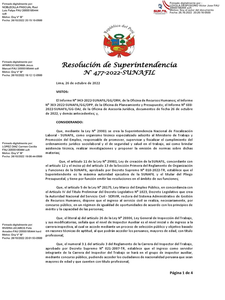 SUNAFIL Inspector Recruitment 2022 | PDF | Finance & Money Management