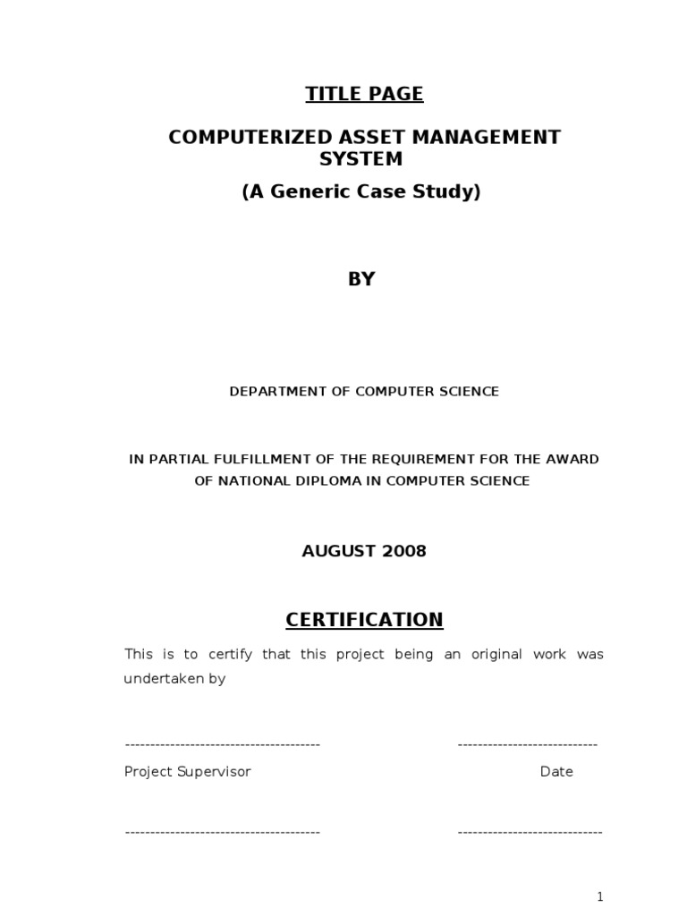 Computerized Asset Management System | PDF | Databases | Investment ...