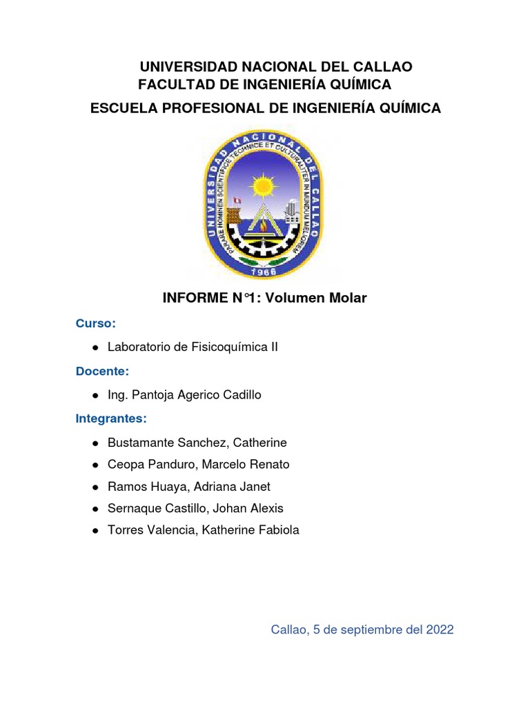 INFORME 1,2 y 3 - FISICOQUIMICA II | PDF | Gases | Mole (Unidad)