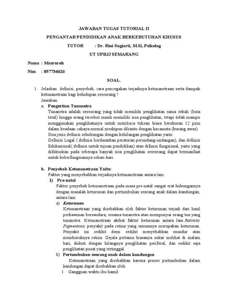 Jawaban Tugas Tutorial Ii Masruroh | PDF | Pengembangan Diri ...
