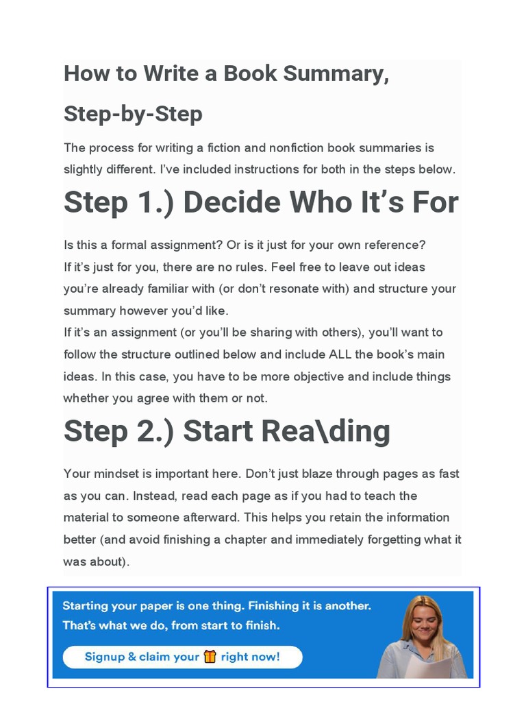 How To Write A Summary of A Book | PDF