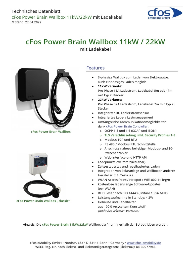 Cfos Power Brain Technisches Datenblatt | PDF