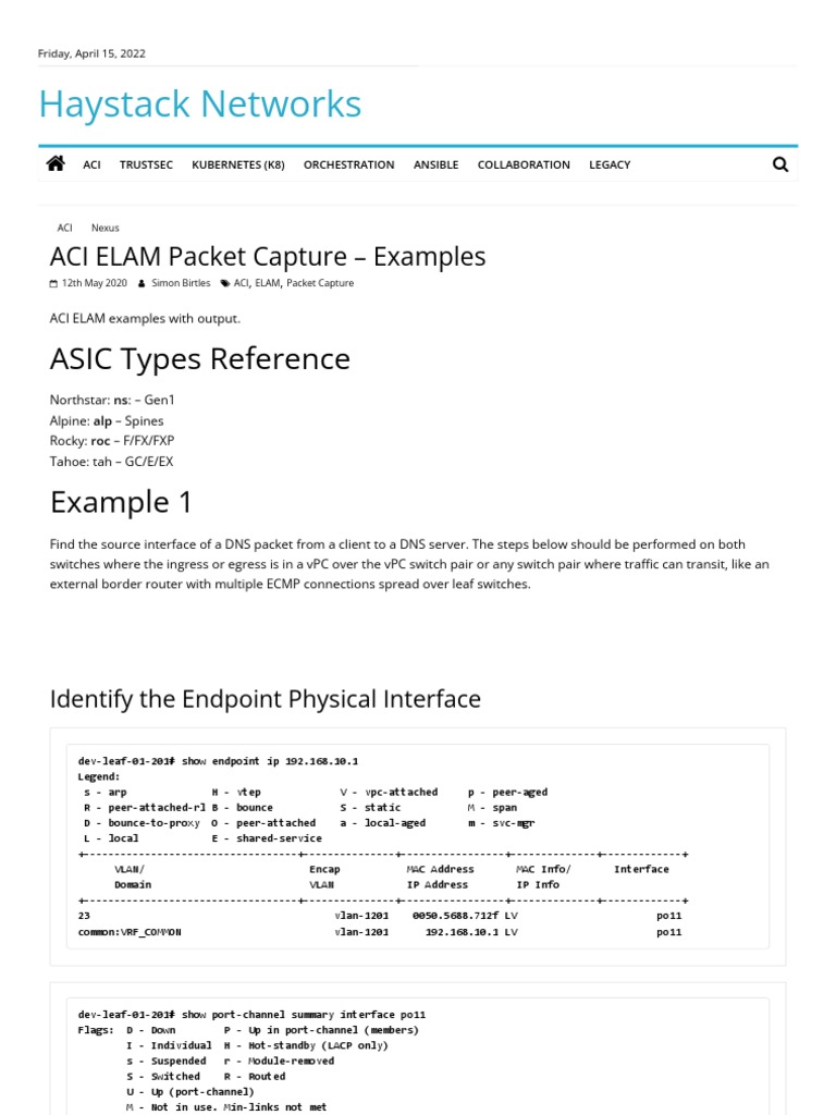 ACI ELAM Packet Capture - Examples - Haystack Networks | PDF | Domain Name System | Internet ...