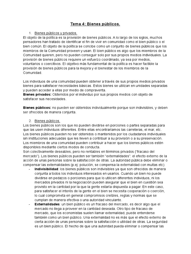 Tema 4 - Bienes Públicos | PDF | Bienes | Exterioridad