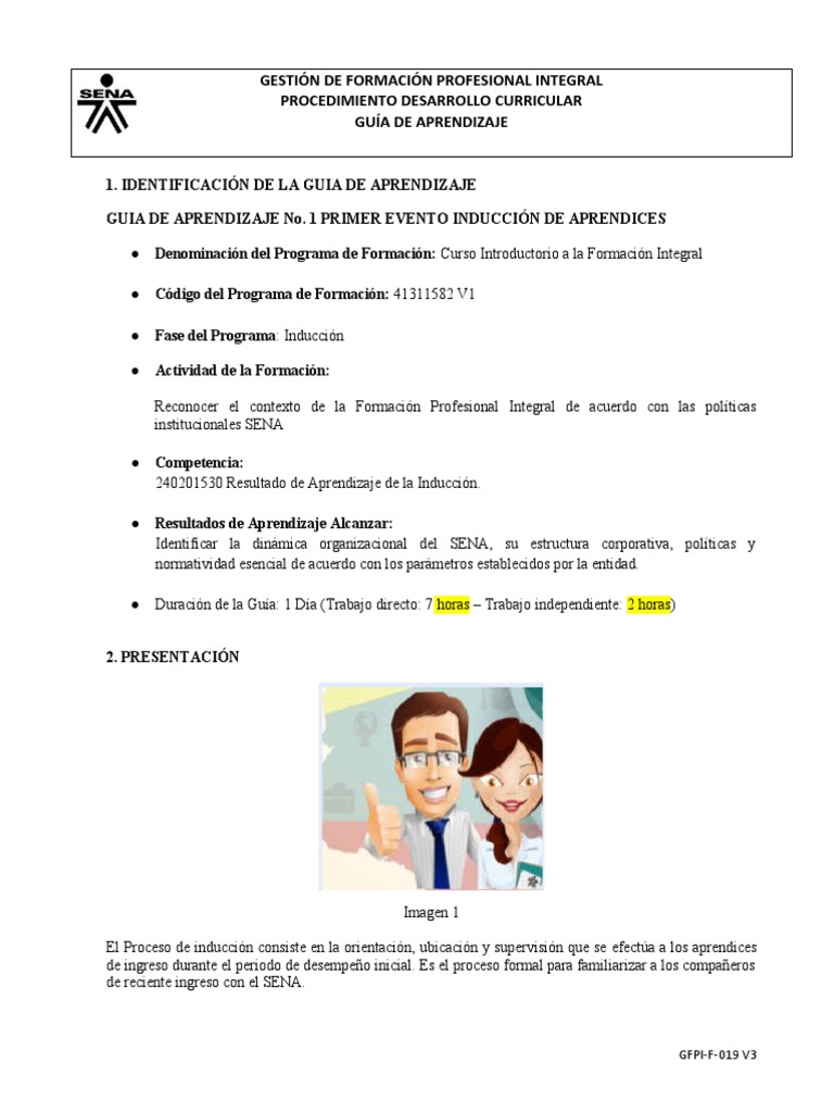 1.GFPI-F-019 - Formato - Guia - de - Aprendizaje No. 1 INDUCCION | PDF | Aprendizaje | Evaluación