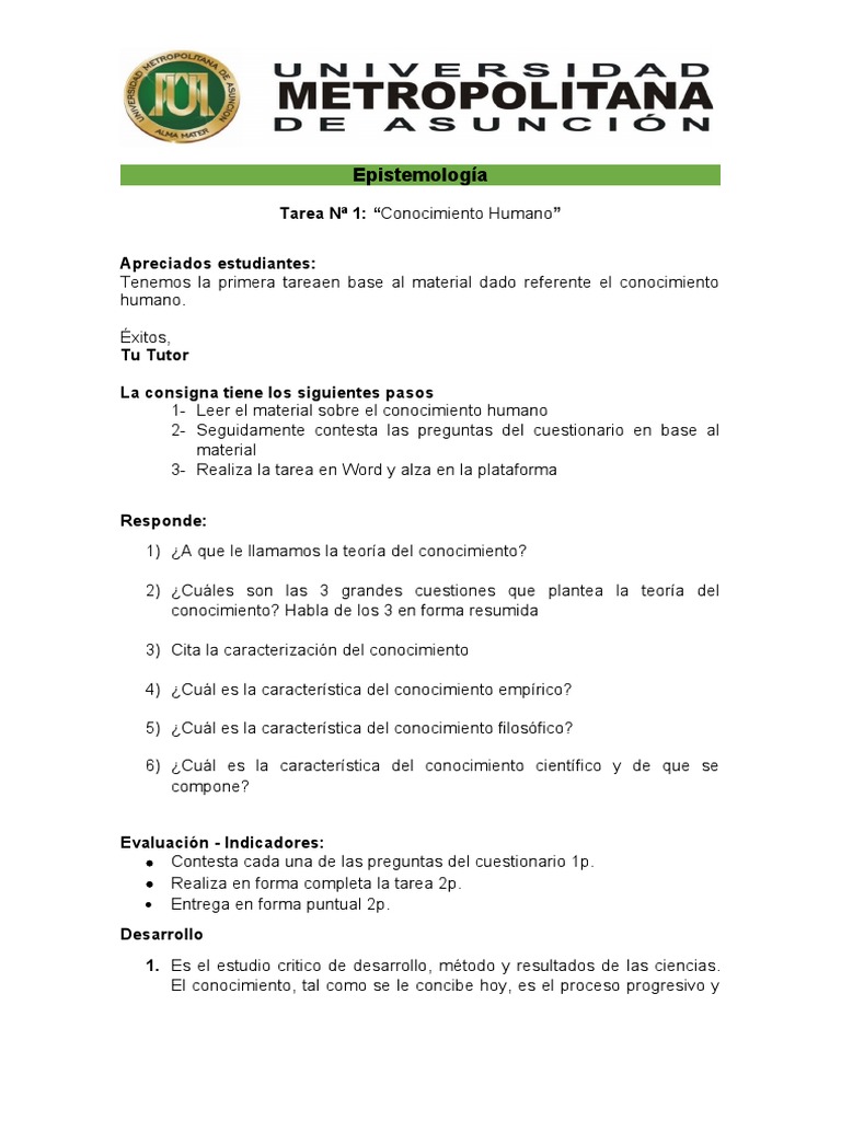 Actividad1 - Semana1 - Tarea 2 Completado | PDF | Conocimiento | Experiencia