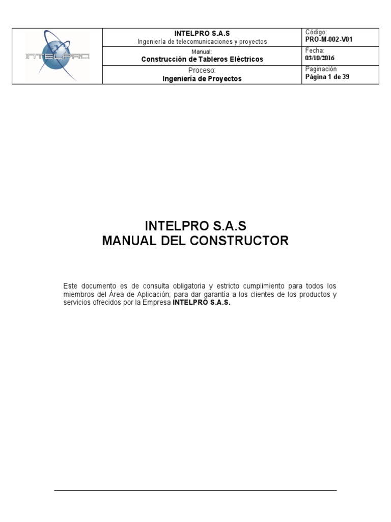 (PRO-M-002-V01) Manual Del Constructor | PDF