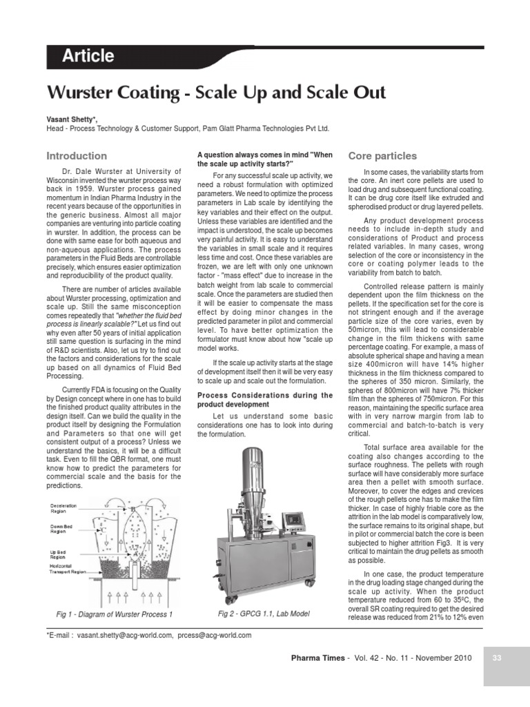 Wurster Coating - Scle Up and Scale Out | PDF | Fluidization | Humidity