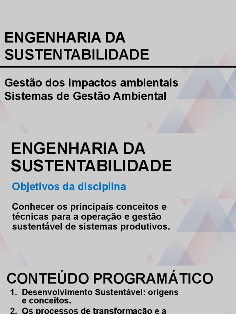 Engenharia Da Sustentabilidade Aula 3 Pdf Ambiente Natural