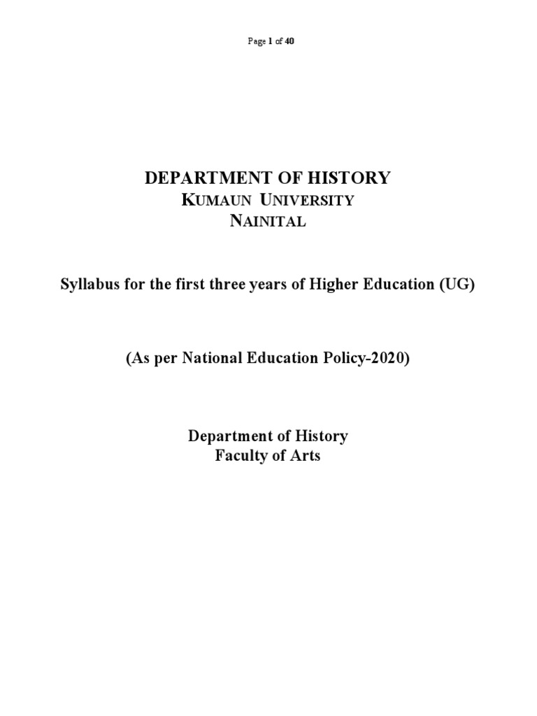 NEP Syllabus UG History | PDF | Mughal Empire | Bachelor's Degree