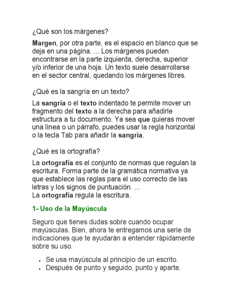 Guía básica sobre márgenes, sangría, ortografía y elementos esenciales ...