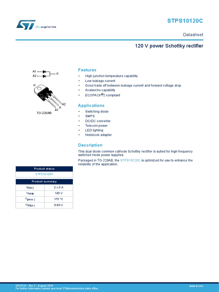 Stps 10120 C | PDF | Diode | Rectifier