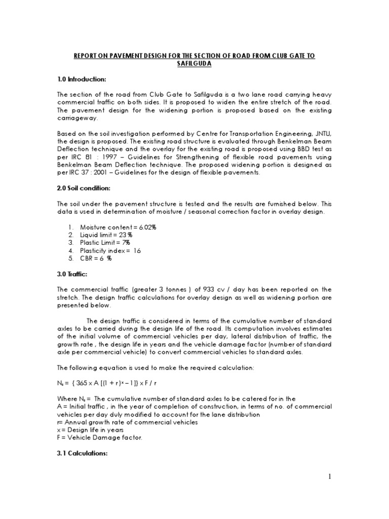 Benkelman Beam Deflection Method Report | PDF | Road | Lane