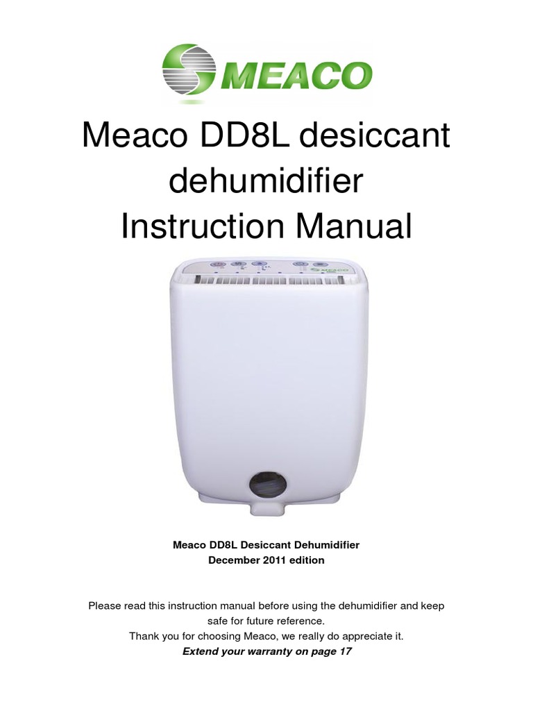 Meaco DD8L Dehumidifier Manual | PDF | Humidity | Water