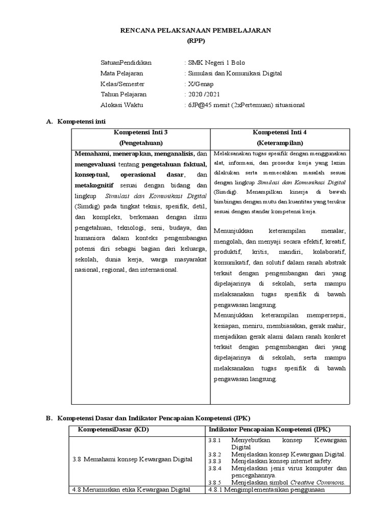 3.8. Dan 4.8. RPP Kewargaan Digital | PDF