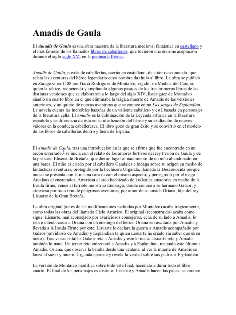 Amadís de Gaula | PDF