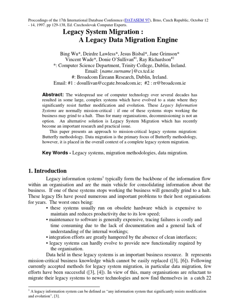 Legacy System Migration | PDF | Interoperability | Information System