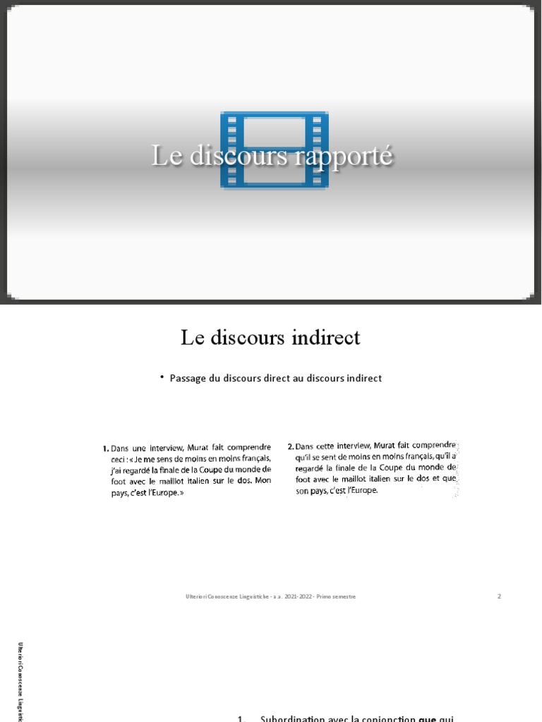 Le Discours Rapporté 21-22 | PDF | Question | Unités sémantiques