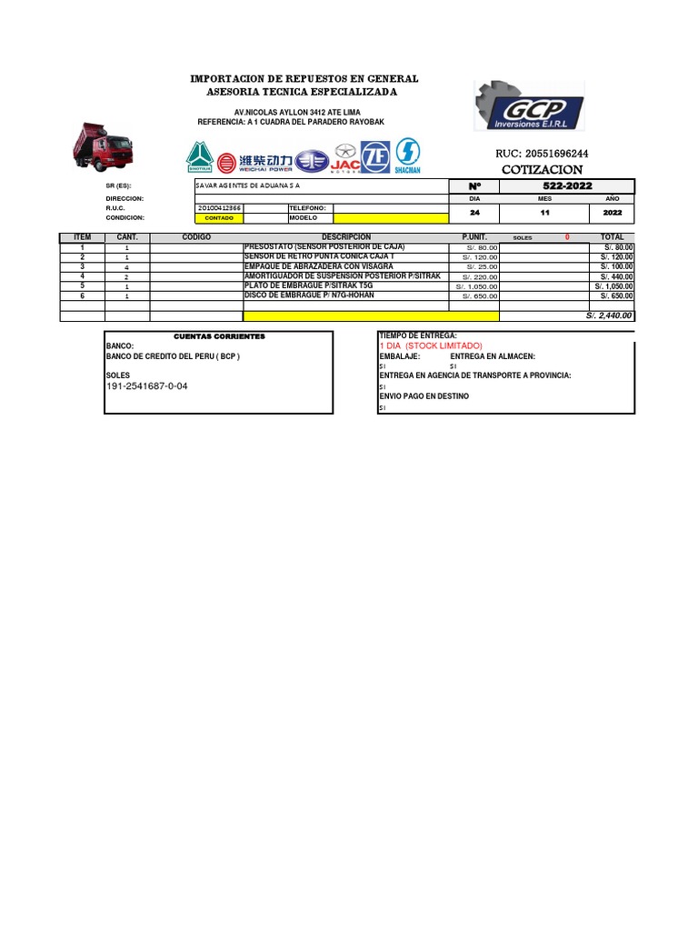 Cotizacion Savar 24.11.22 | PDF Cotizacion Savar 24.11.22 | PDF
