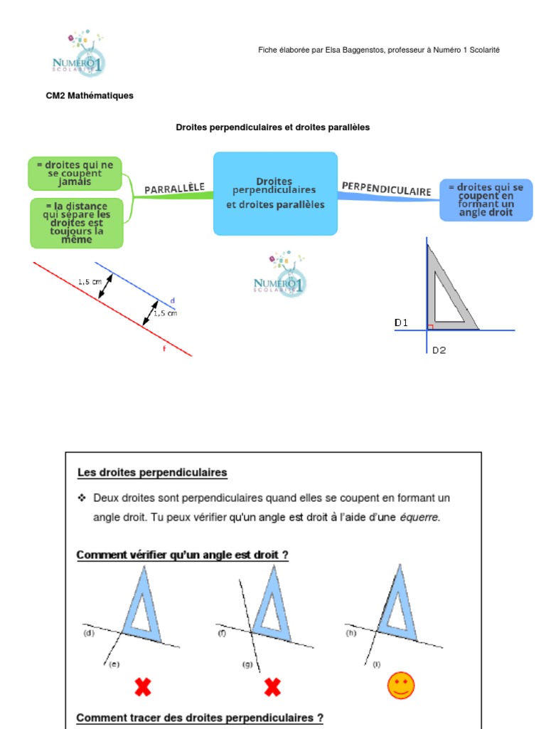 Droites Perpendiculaires Et Droites Parallèles | PDF | Perpendicularité ...