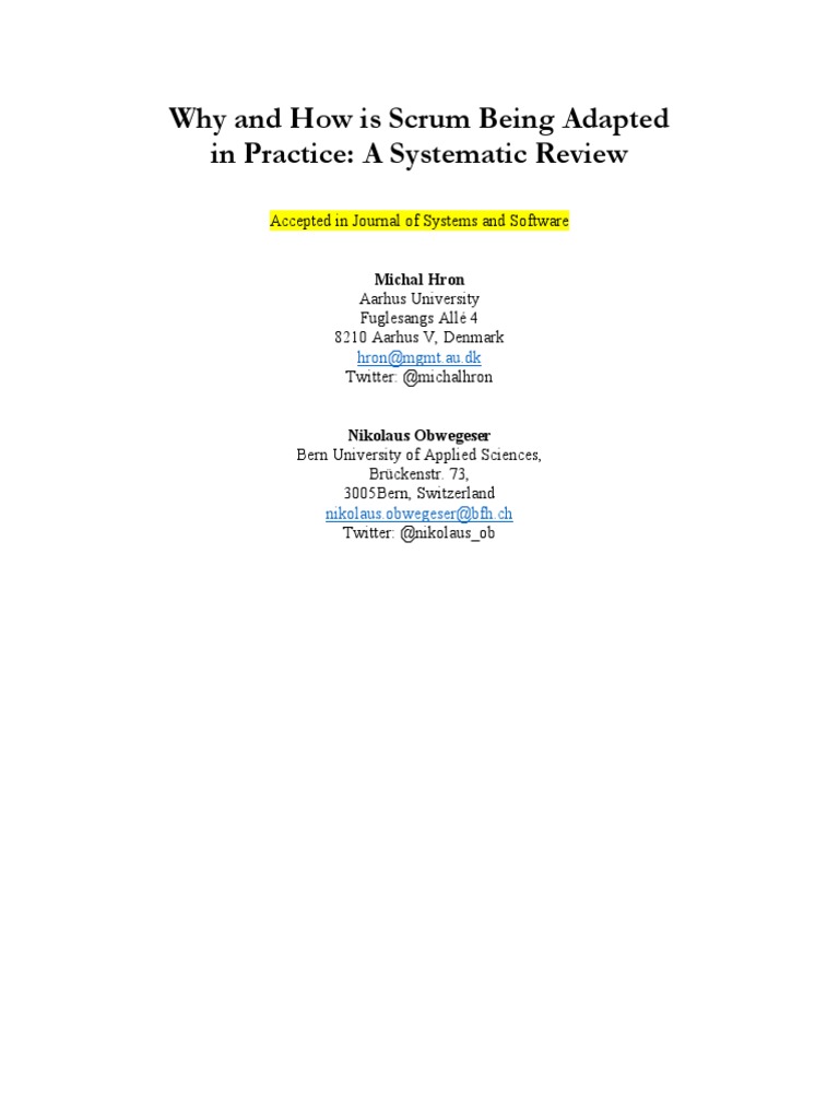 Why and How Is Scrum Being Adapted in | PDF | Scrum (Software ...