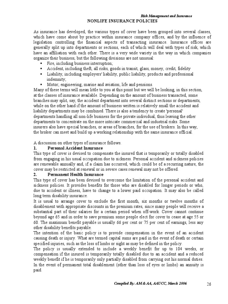 Nonlife Insurance Policy Overview | PDF | Insurance | Liability Insurance