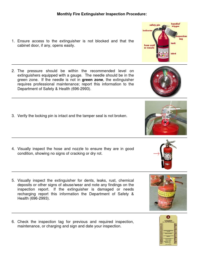 Fire Extinguisher Inspection Procedure | PDF | Technology & Engineering