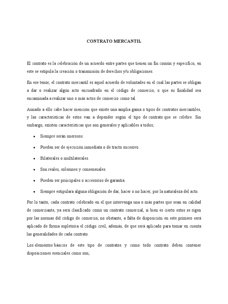 Contrato Mercantil | PDF | Bancos | Derecho empresarial