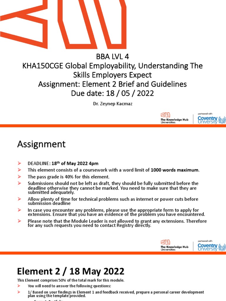 BBA LVL4 KHA150CGE Global Employability Element 2 Assignment Brief and Guidelines | PDF ...