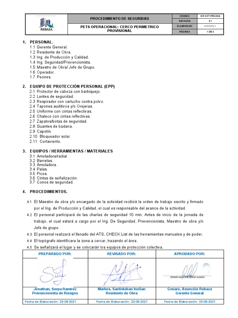 Gr-Sst-Pro-004 - Cerco Perimetrico Provisional | PDF | Tecnología