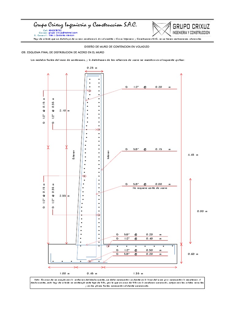 Diseño de Muro de Contención Crixuz | PDF