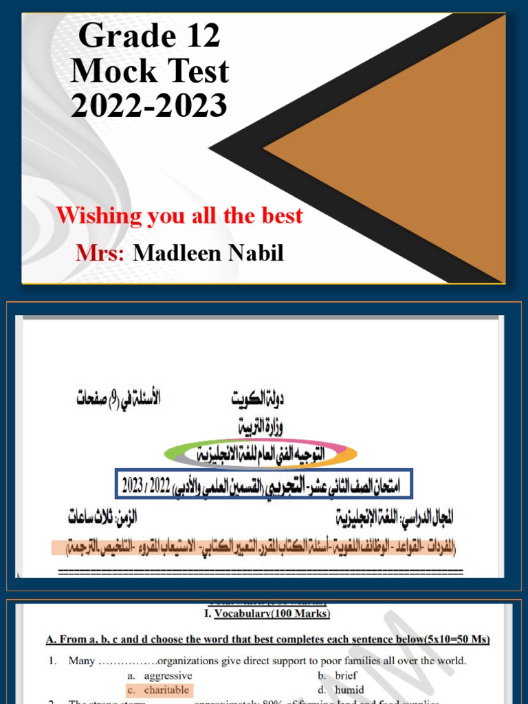 Madleen Grade 12 Mock Exam Answers 2022-23 | PDF