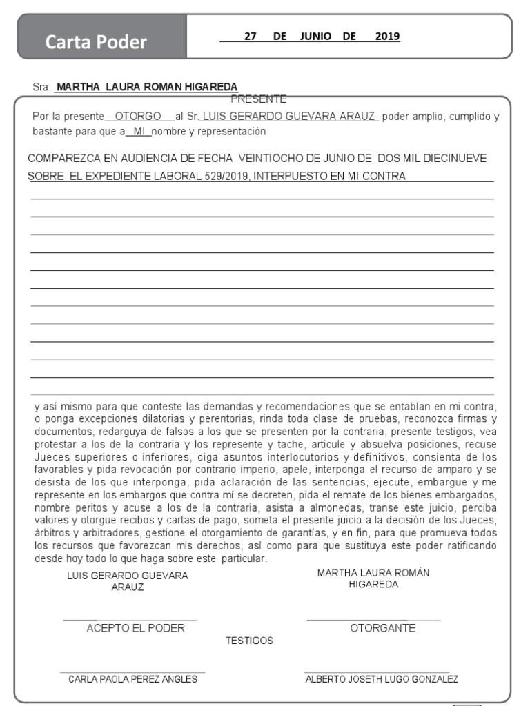 Carta Poder Word | PDF