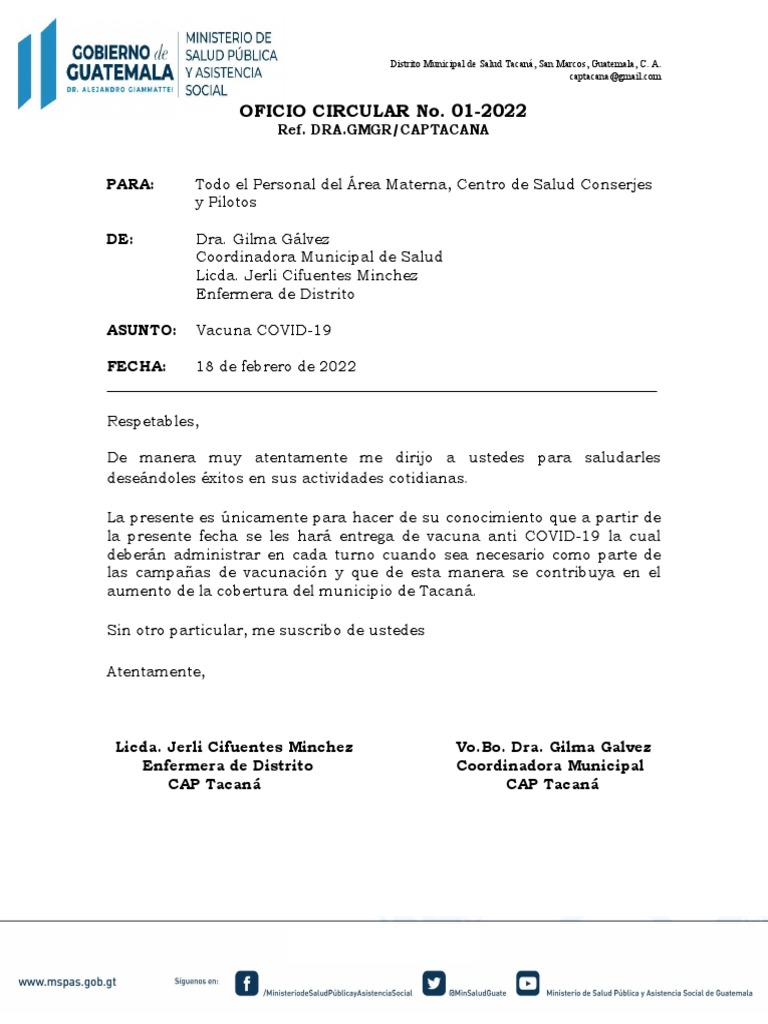 Oficio 1-2022 Circular | PDF