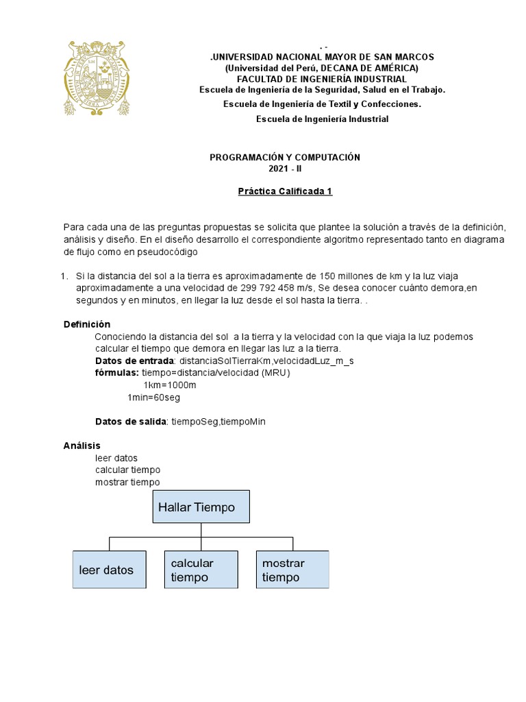 PC - 2021 II - Práctica 1 - Solucionario | PDF