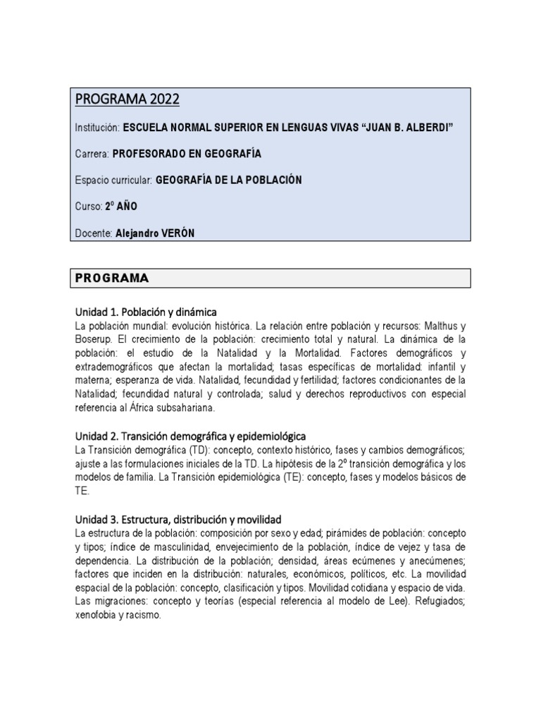 PROGRAMA 2022 - Final | PDF | Población | Demografía