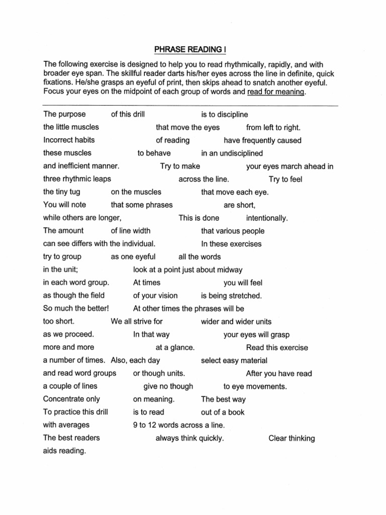 Phrase Reading Exercise | PDF
