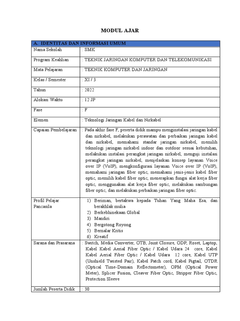 Draft Modul Ajar - PJBL Riil | PDF