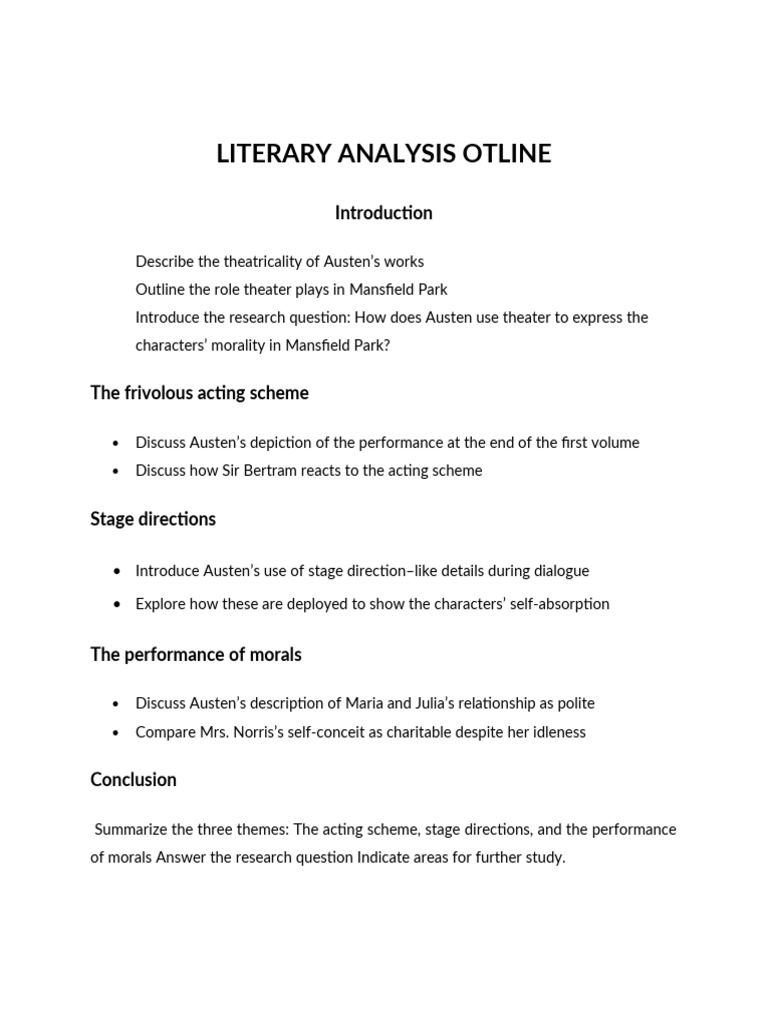 Litreray Analysis Outline 03 22 07 | PDF