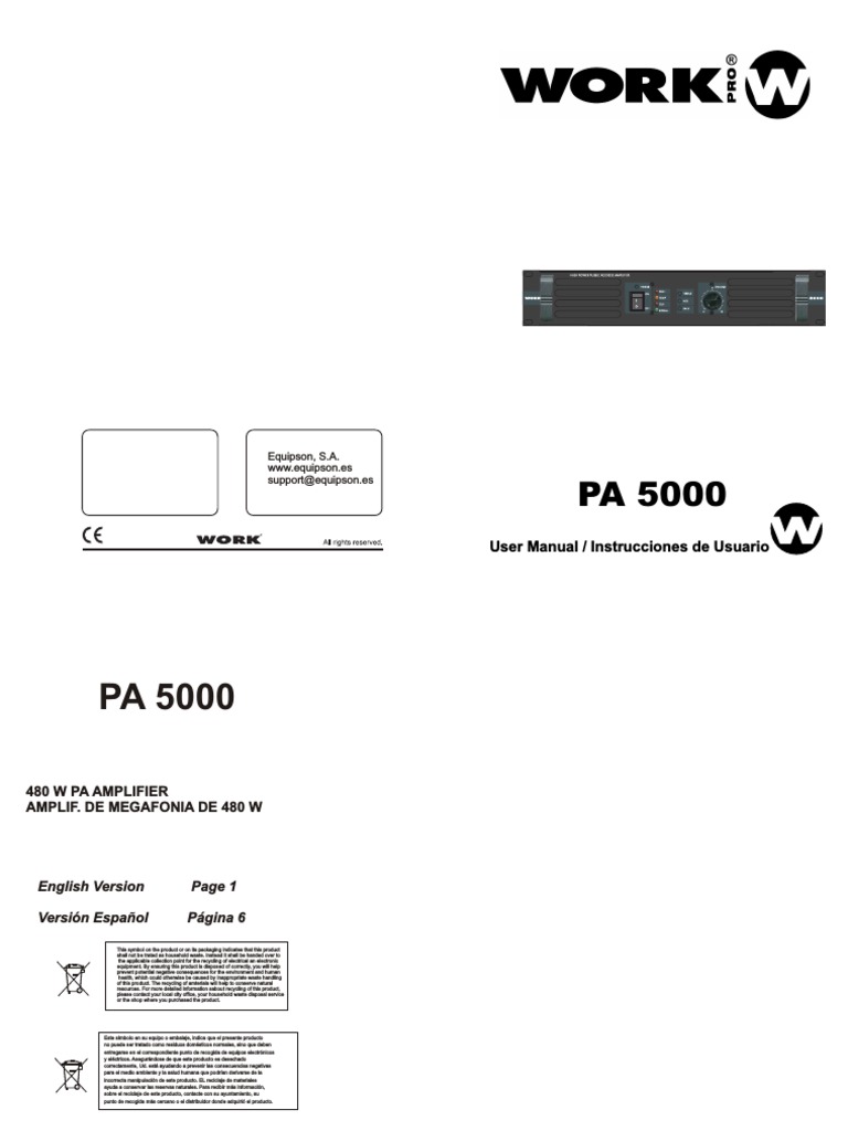 PA 5000 User Manual Overview | PDF | Manufactured Goods | Electric Power