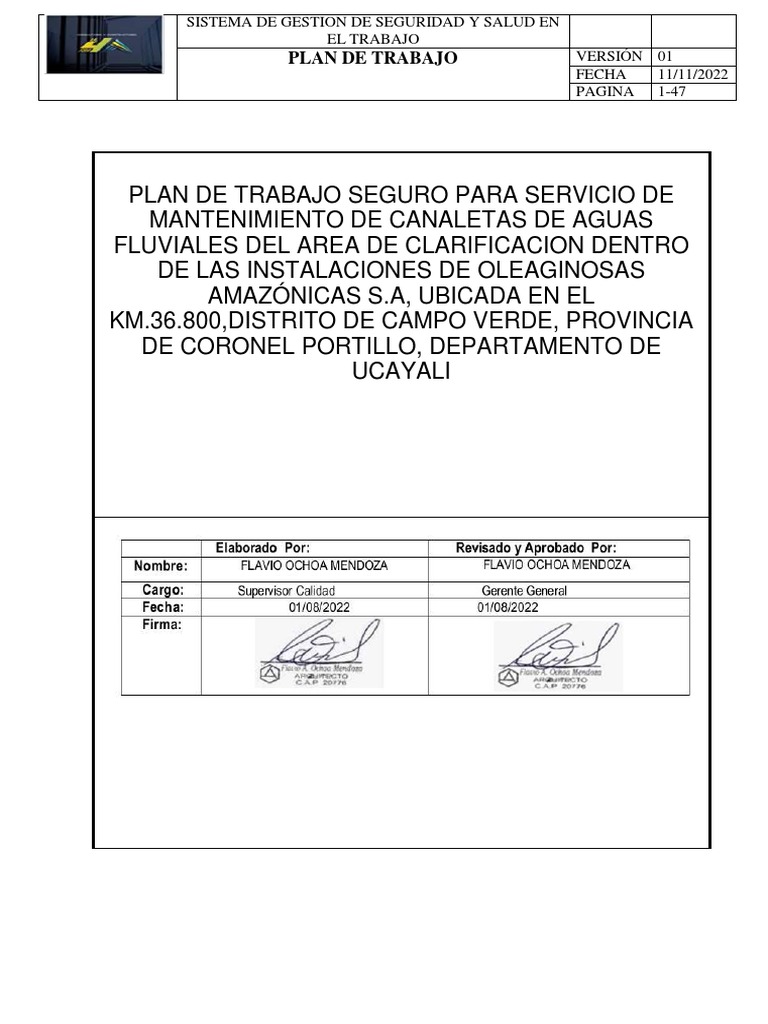 Plan de Trabajo Seguro en OLAMSA | PDF | Tecnología