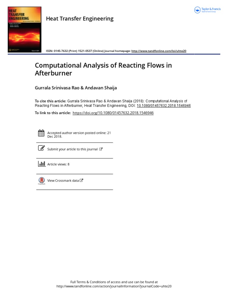 Computational Analysis of Reacting Flows in Afterburner | PDF | Turbulence | Fluid Dynamics